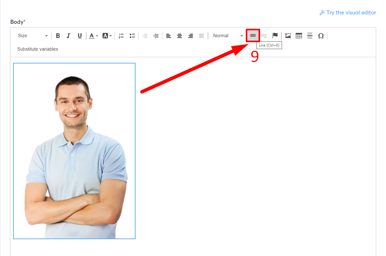 How to integrate an image in the email body - Help pages