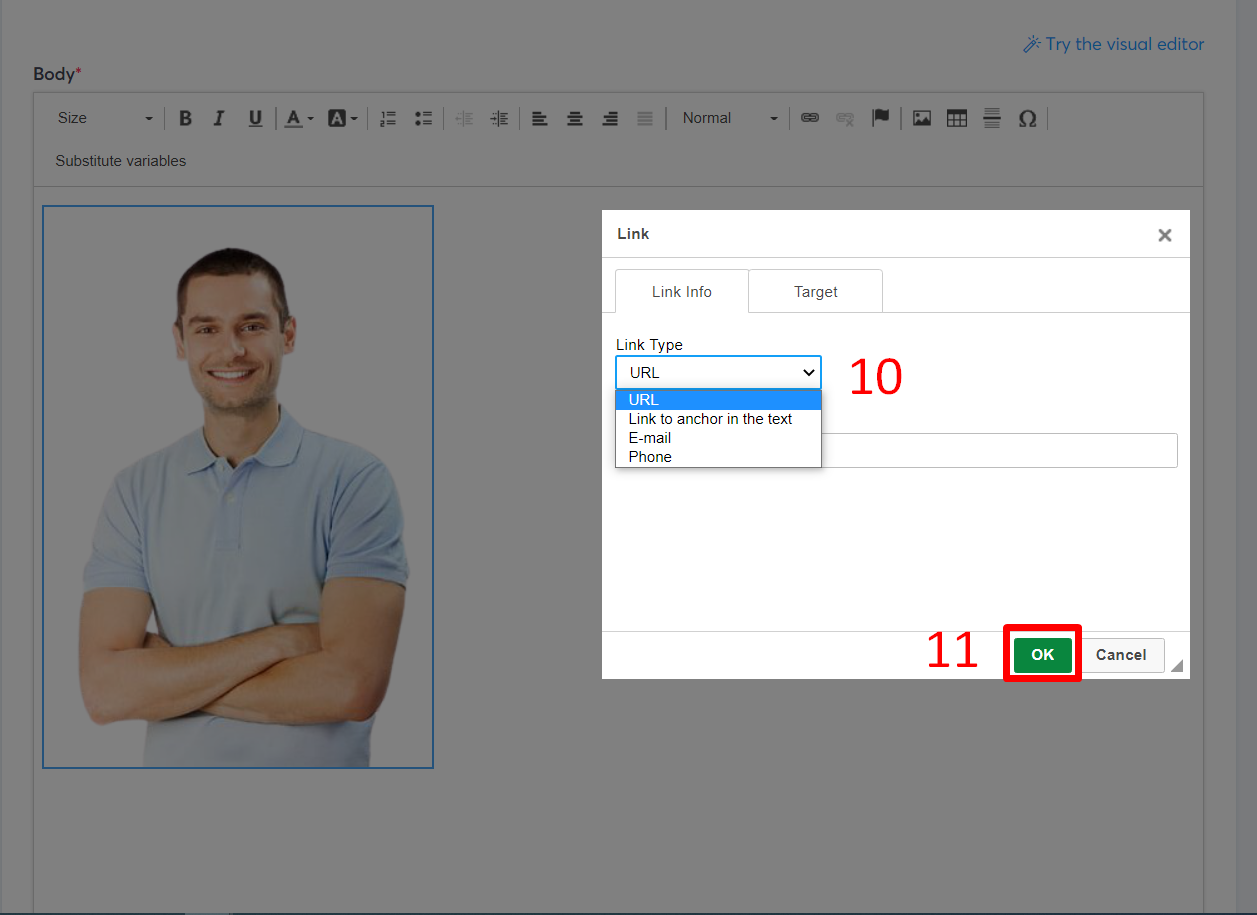 How to integrate an image in the email body - Help pages