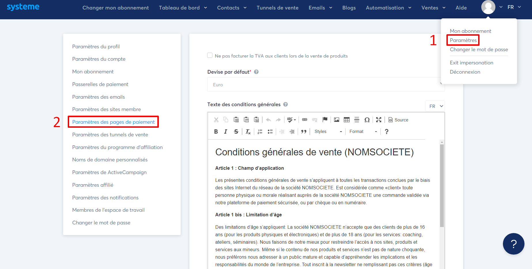 Comment ajouter les conditions générales de vente dans vos pages - Aide ...