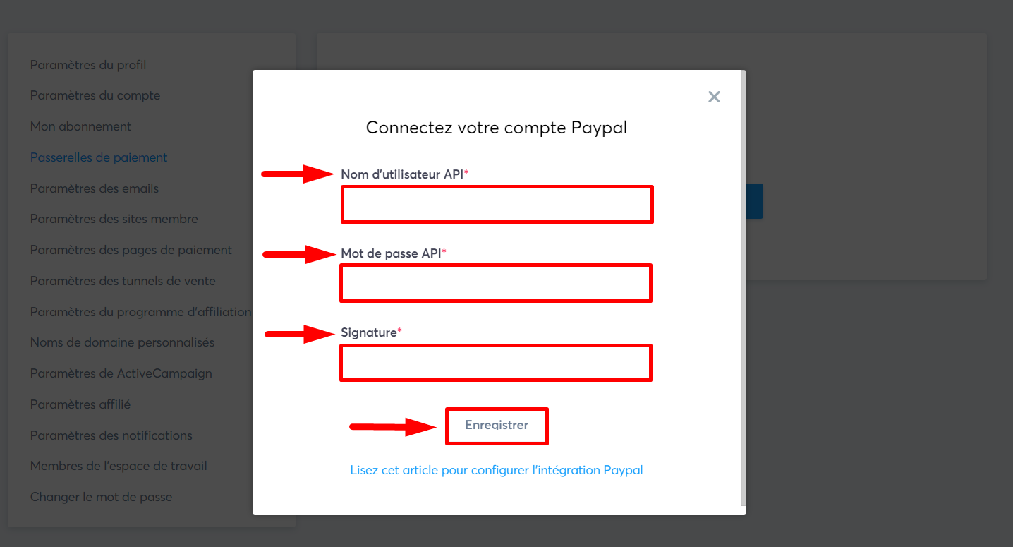 Comment connecter votre compte Paypal à systeme.io - Aide en français