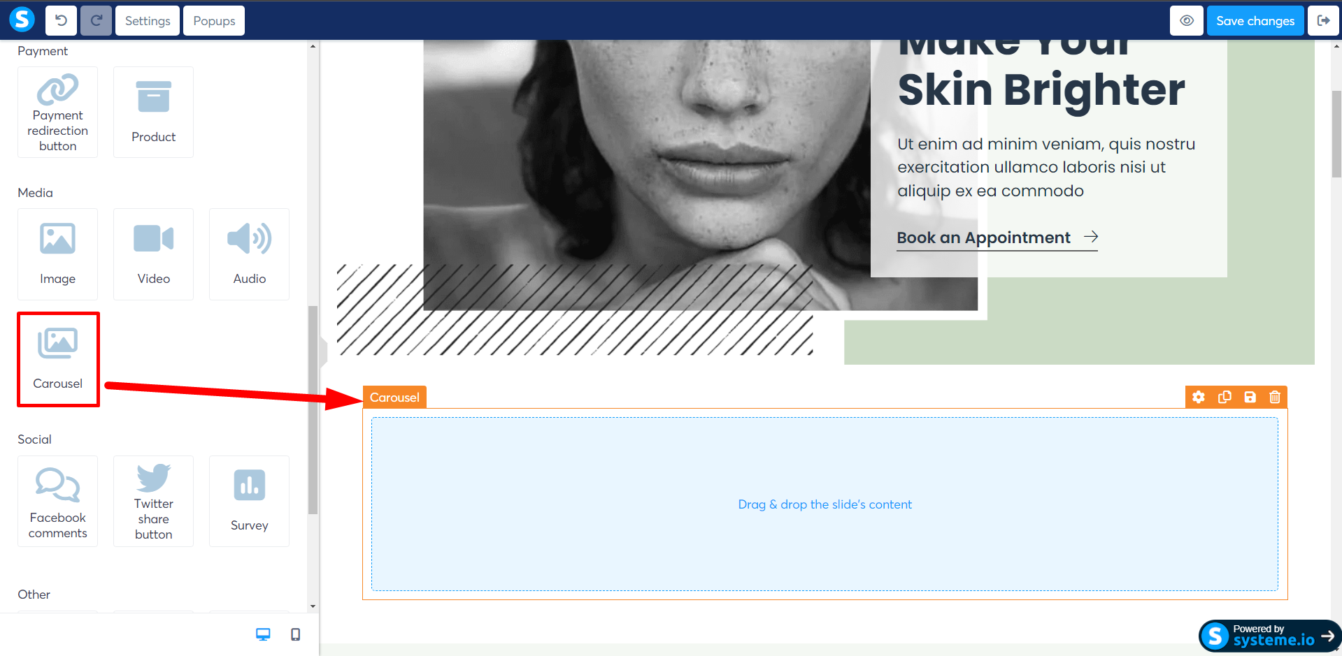 How to use the Carousel element - Help pages
