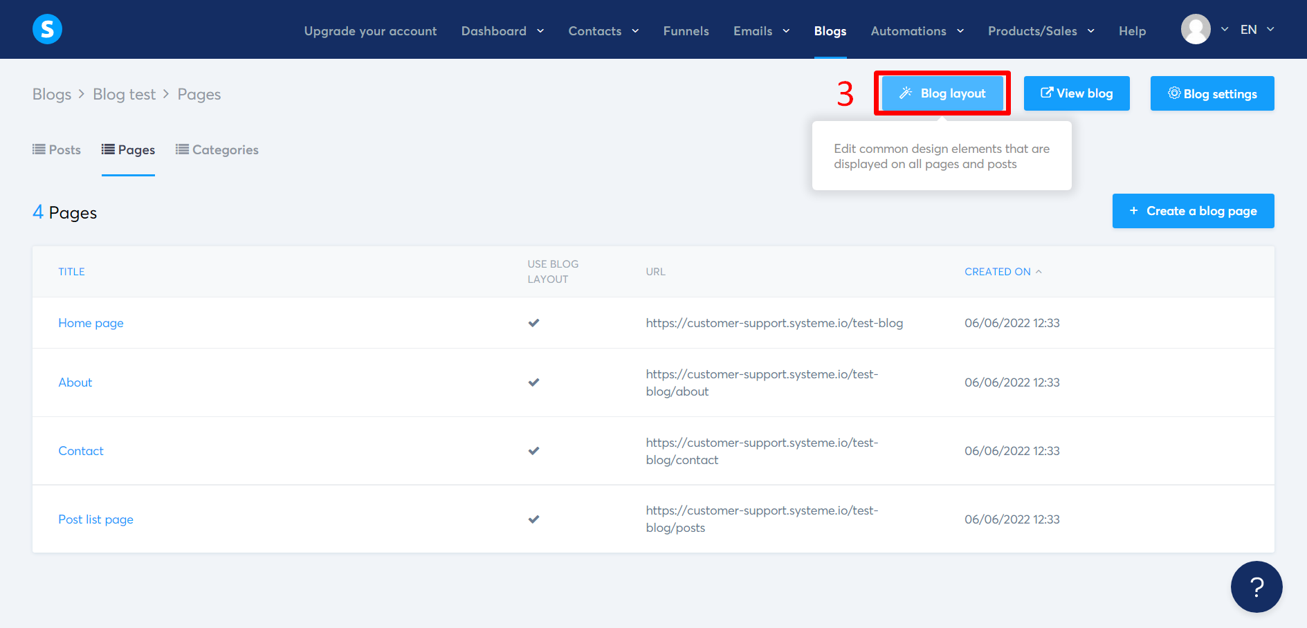 How to manage blog layout - Help pages