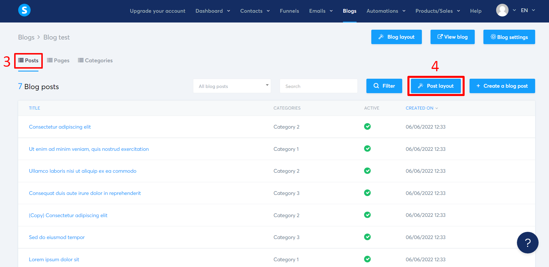 How to manage the blog post layout - Help pages