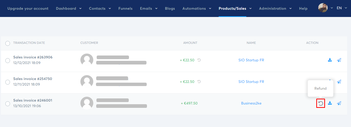 How to refund a customer - Help pages