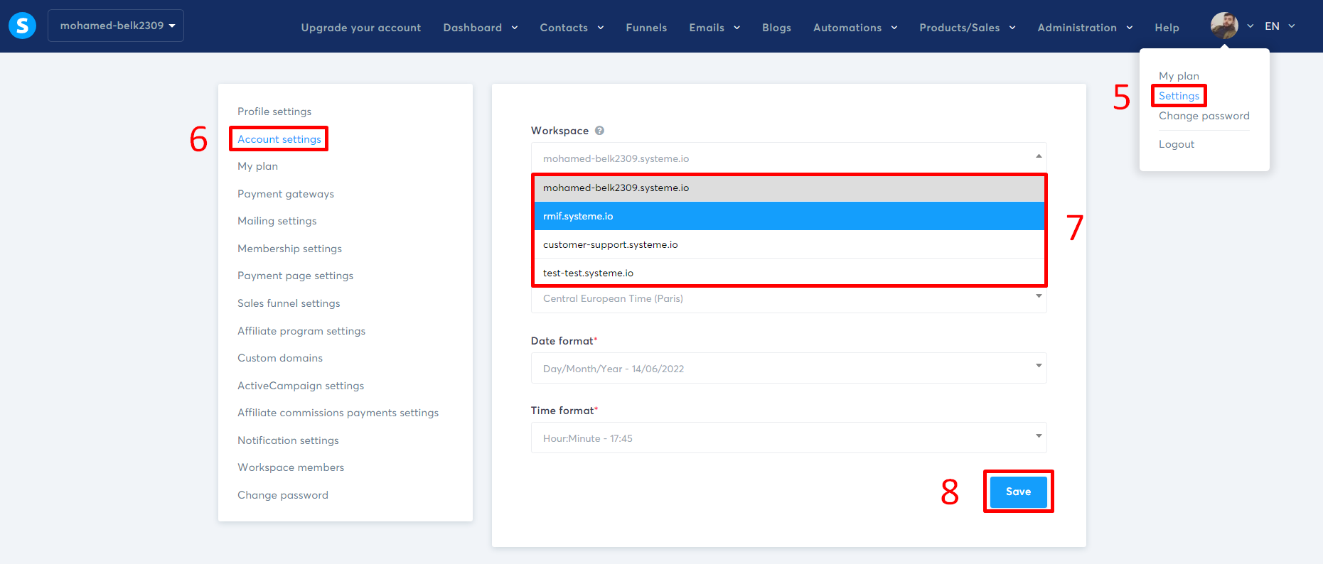 How to invite an assistant to your systeme.io account - Help pages