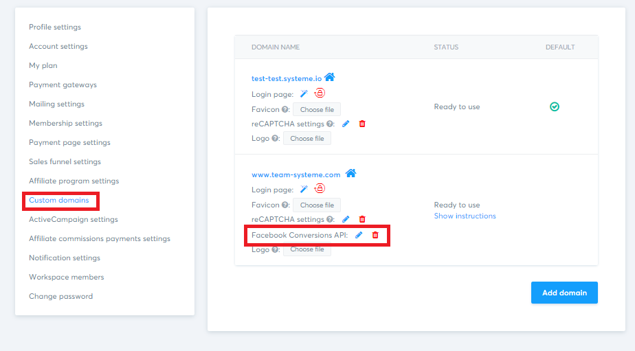 How to set up the Facebook Conversions API on systeme.io - Help pages