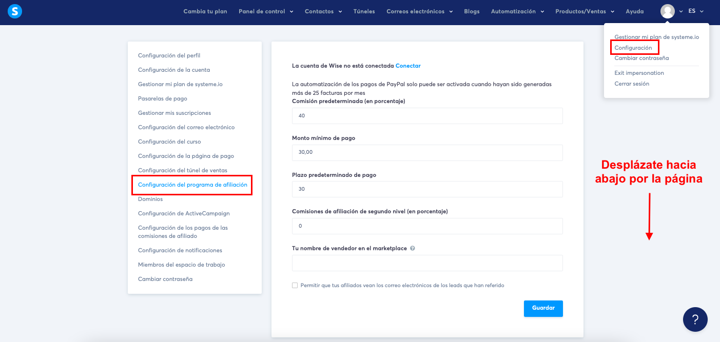 Cómo crear un enlace de afiliación con una página externa a systeme.io - Ayuda