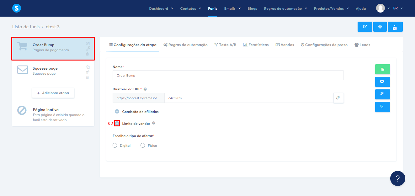 Como adicionar um limite de venda às suas ofertas - Ajuda