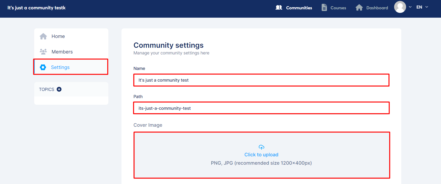 How to create a community - Help pages