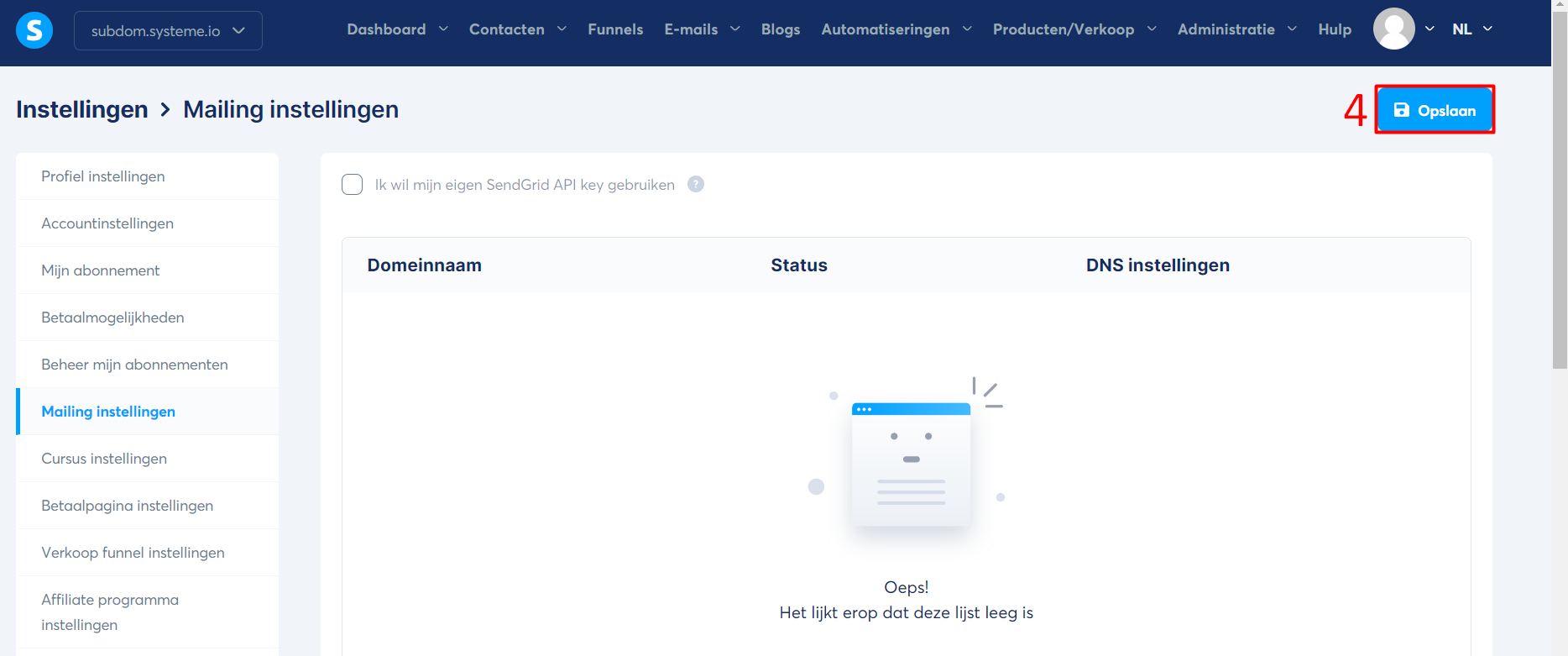 De vermelding "Verzonden met systeme.io" verwijderen - Help-pagina's