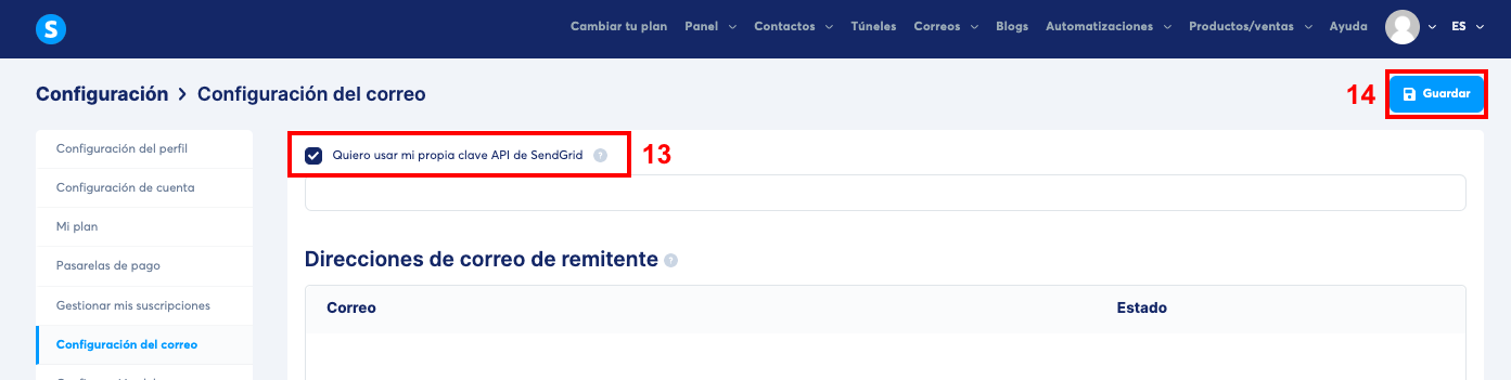Cómo generar una clave API desde SendGrid - Ayuda