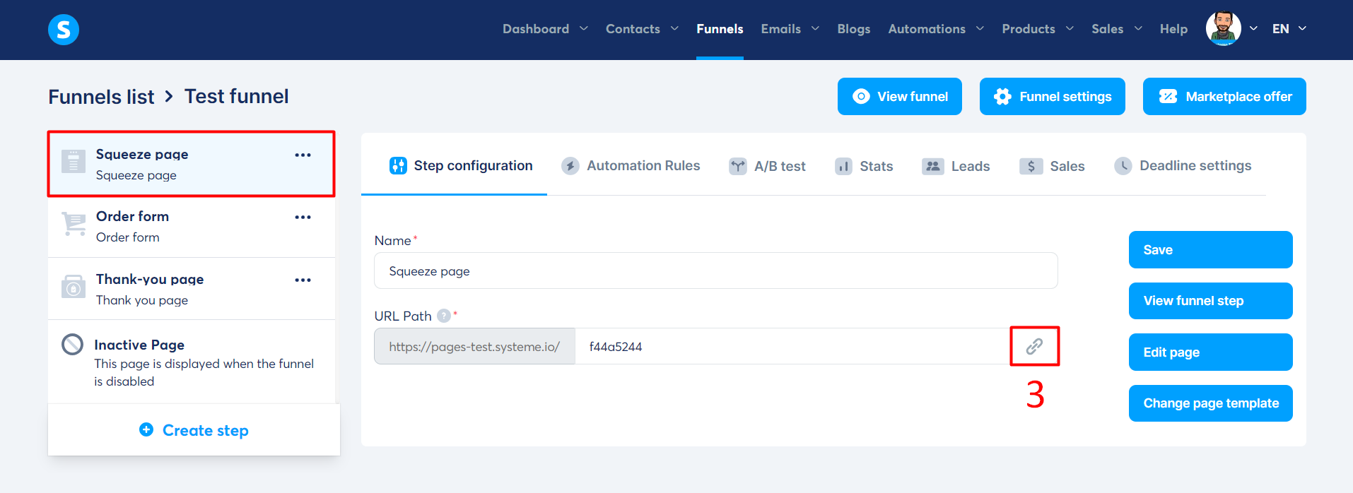 How to connect a sales funnel or a page to your website - Help pages