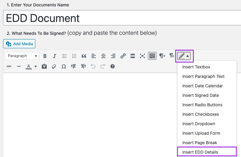How to Insert Easy Digital Downloads Data into a Contract Workflow - WP E-Signature Docs