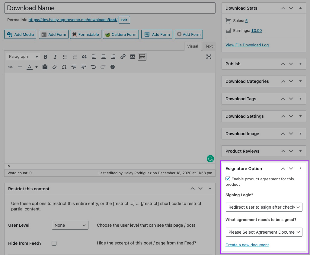 How to Insert Easy Digital Downloads Data into a Contract Workflow - WP E-Signature Docs