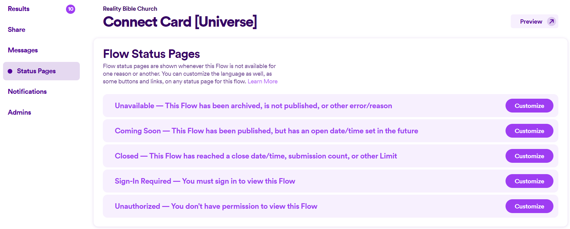 Adjust A Flow's Privacy Controls & Status Pages - Nucleus 2 - Help Center