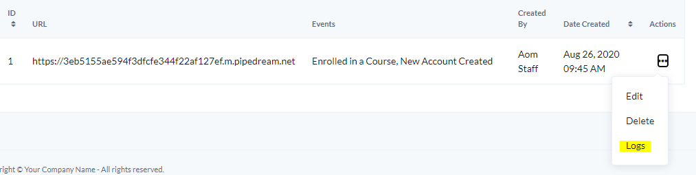 Webhooks for custom integration - Academy Of Mine Knowledge Base