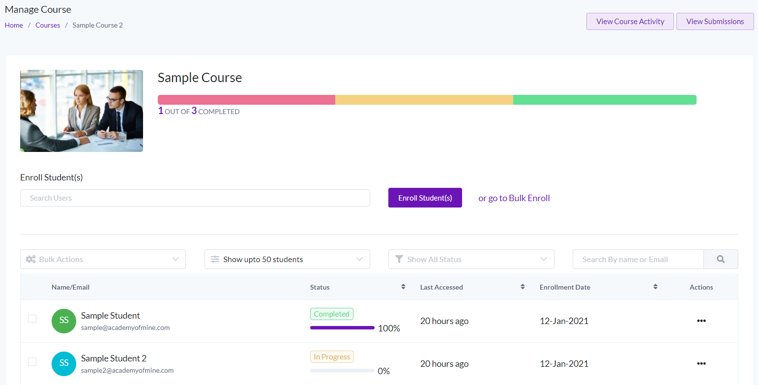 Manage Your Courses - Academy Of Mine Knowledge Base