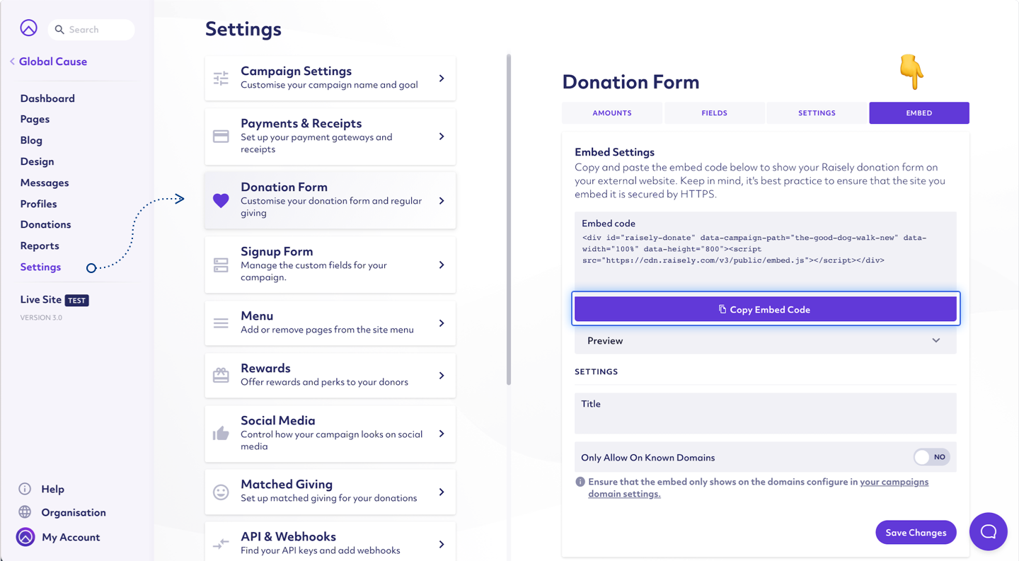 Embed your Donation Form - Raisely Help Centre