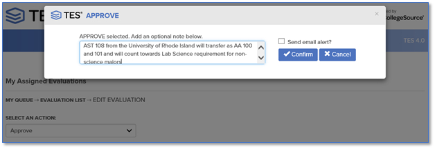Completing an Evaluation - TES Support Center