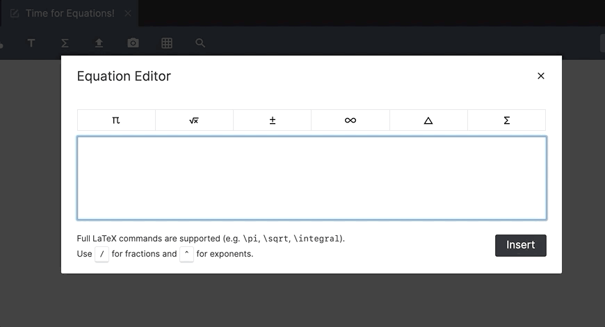 Equation Tool - Lessonspace Knowledge Base