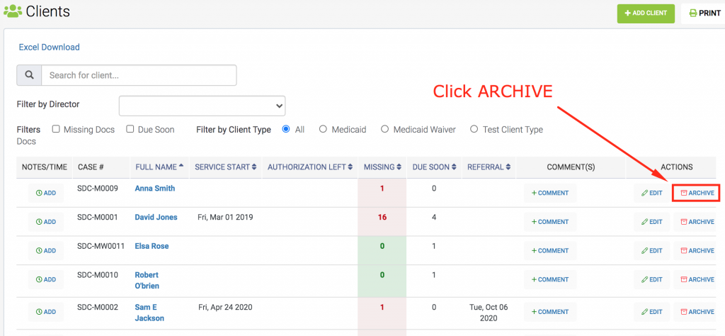 Archiving a Client / Archivar un cliente - CR Essentials Knowledge Base