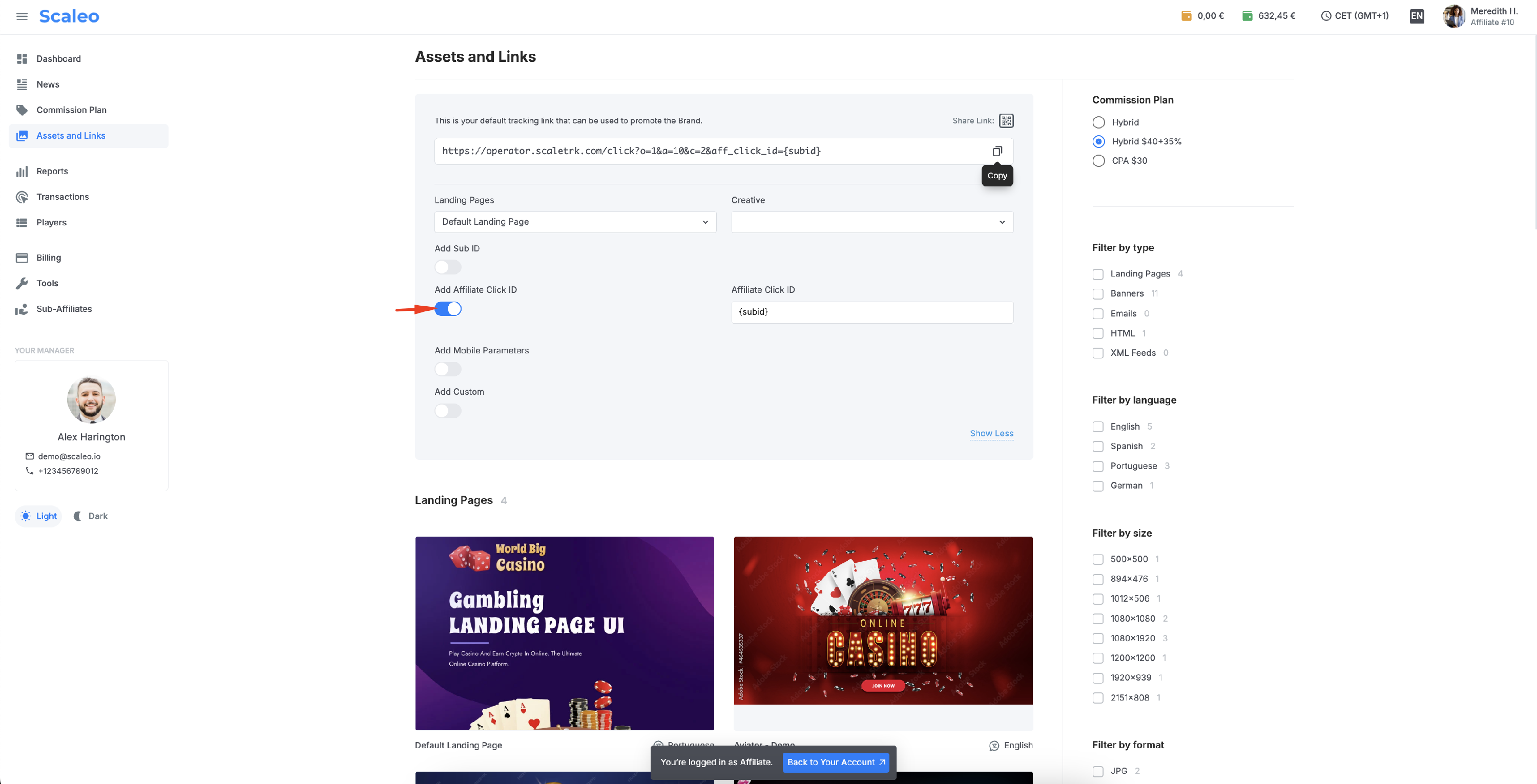 Operator Platform - Building Affiliate Tracking Links - Scaleo Help Center