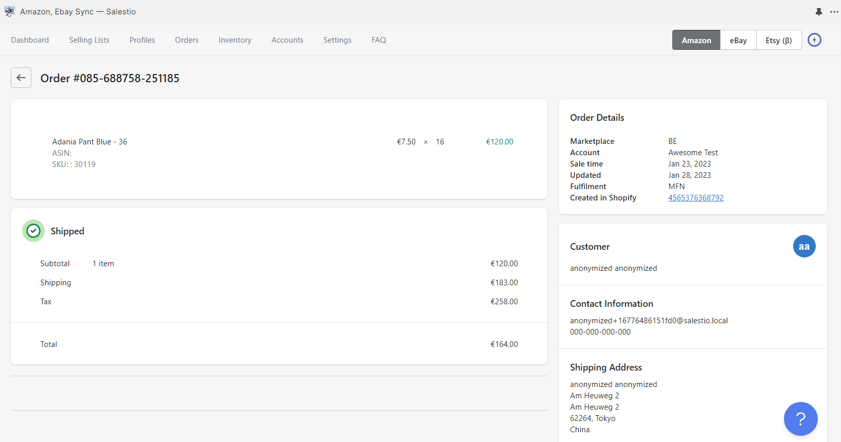 Amazon Order Details in Salestio - Salestio Knowledge Base