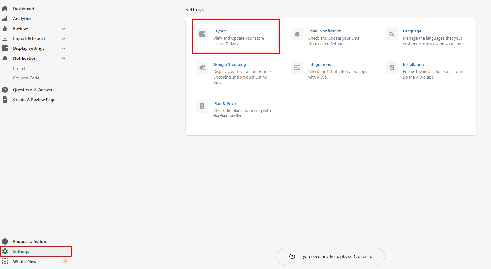 Layout Settings. - WebContrive