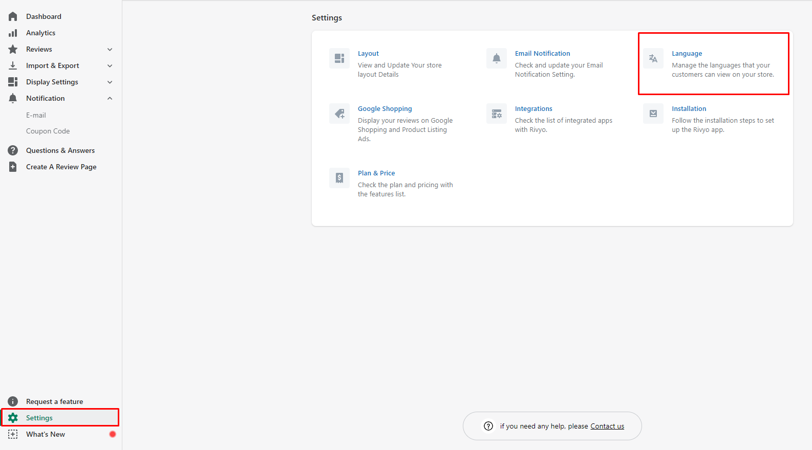Language Settings - WebContrive
