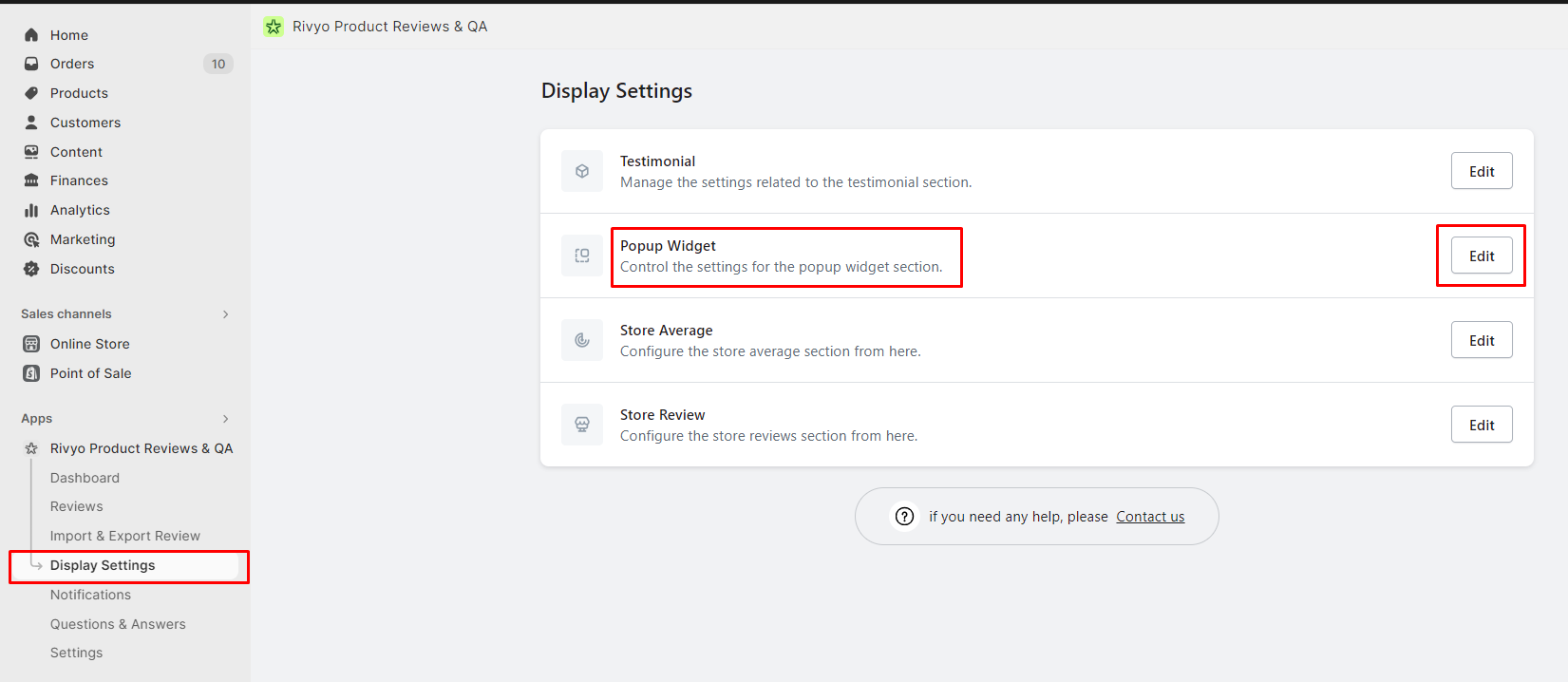 Pop-up Widget Settings. - WebContrive
