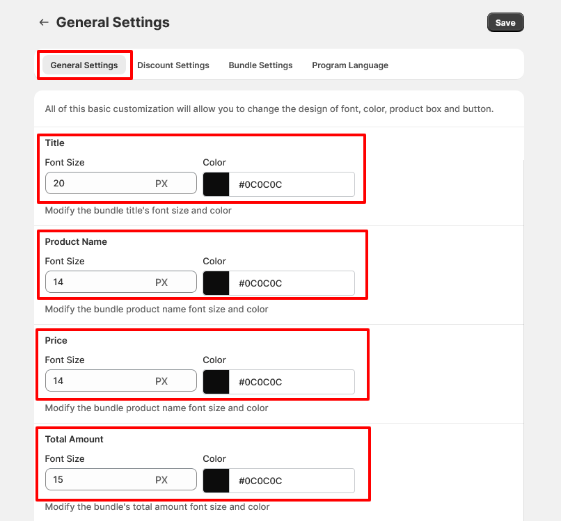General Settings for Bundles - WebContrive