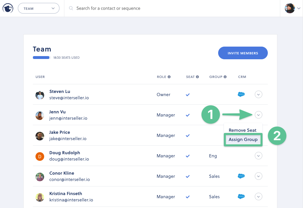 Create and assign groups to users on a team - Interseller Knowledge Base