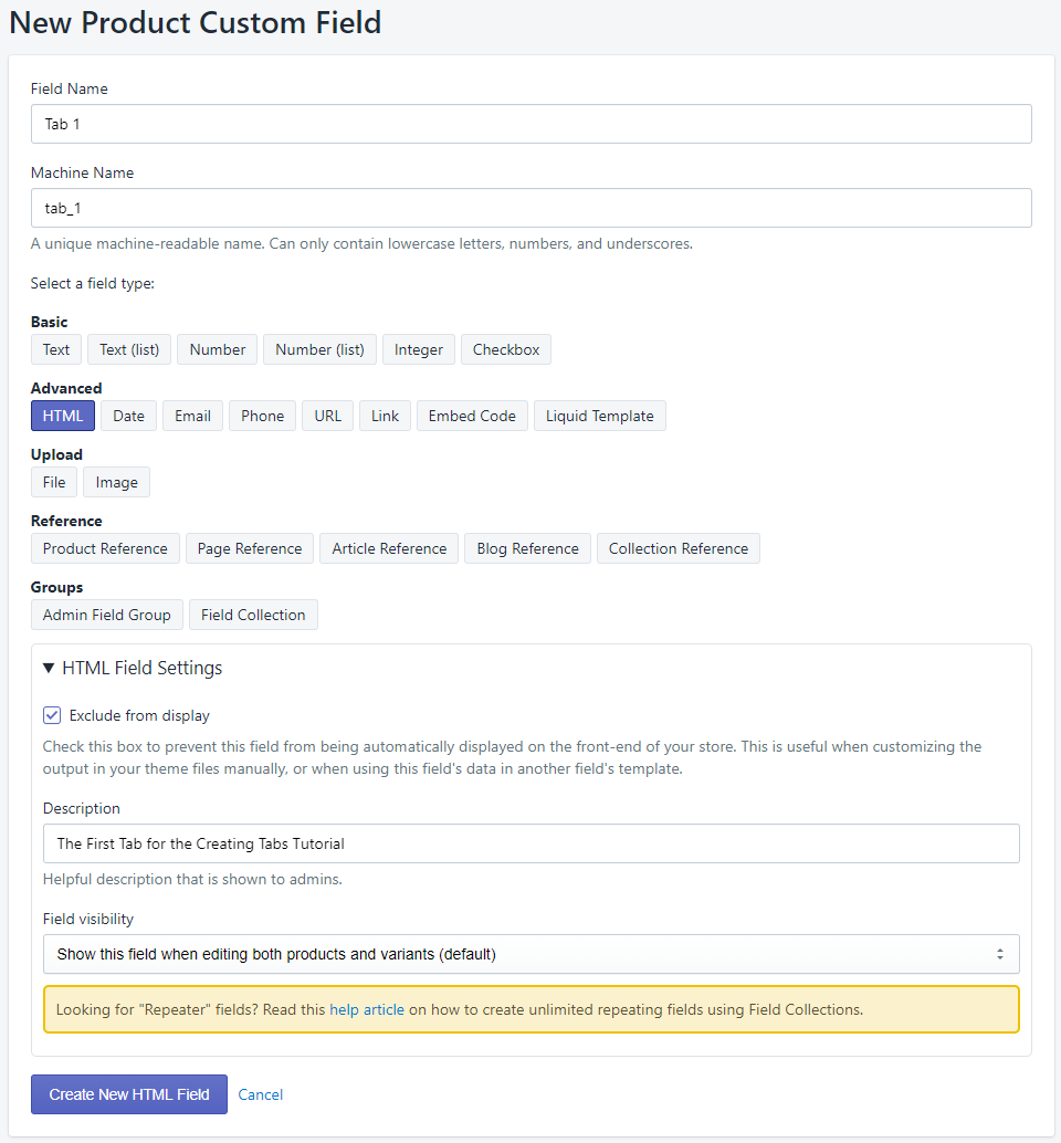 Creating Tabs - Custom Fields Knowledge Base