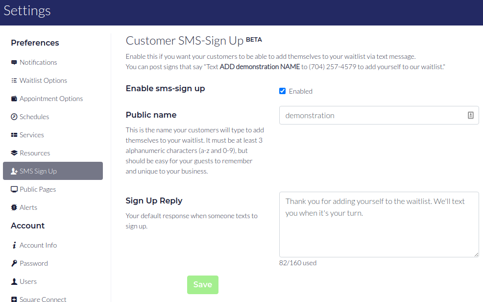 SMS Sign Up: Text to Add to Waitlist - TablesReady Knowledge Base
