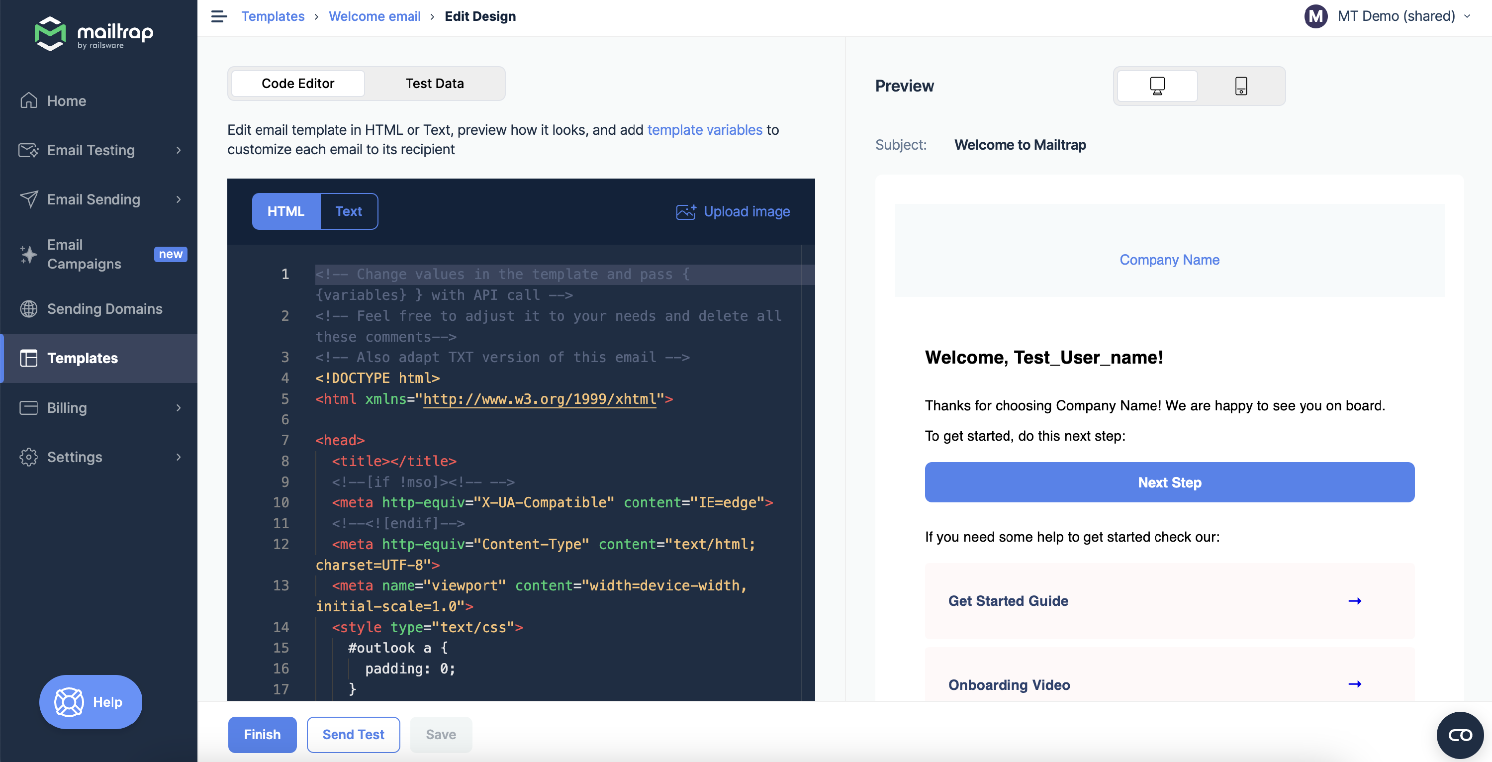 Email Templates - Mailtrap Knowledge Base