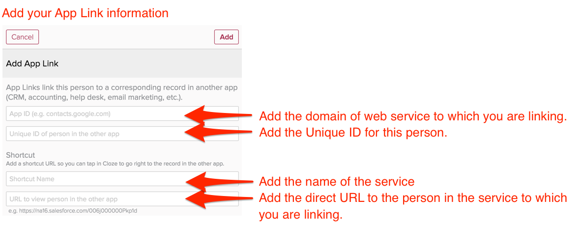 How do I add an App Link to a person? - Cloze Help Center