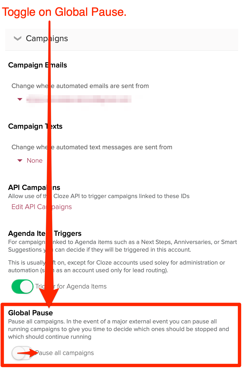 How do I pause all my campaigns? - Cloze Help Center