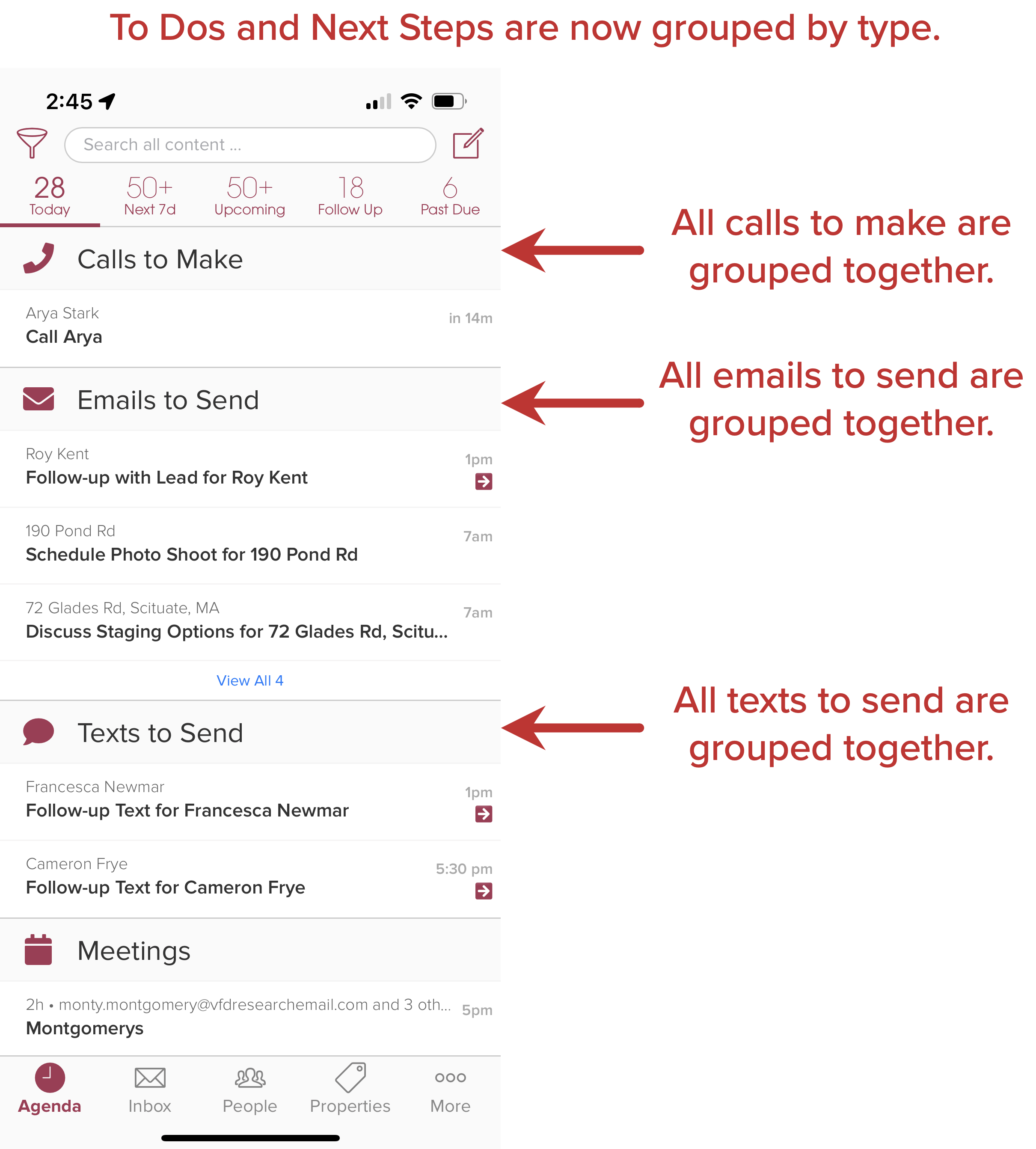 How Do I Group My Agenda To Dos And Next Steps By Type Cloze Help Center