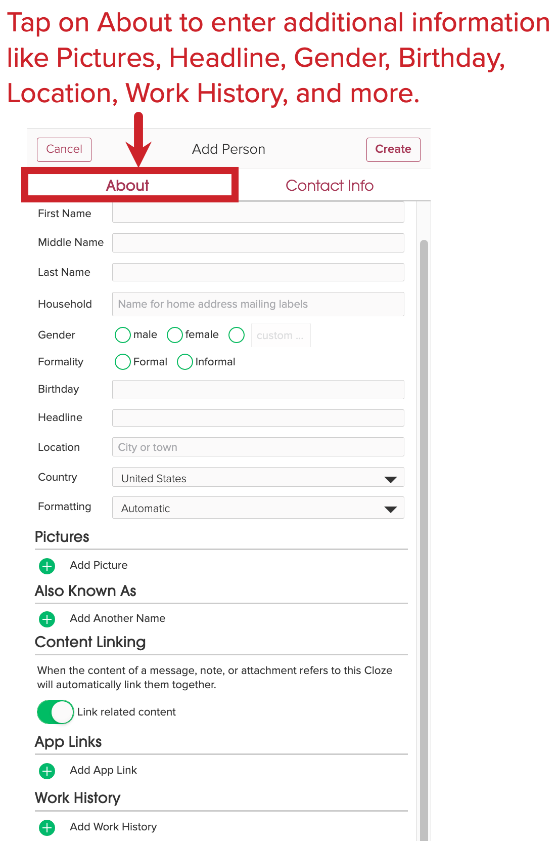How do I create a new contact? - Cloze Help Center