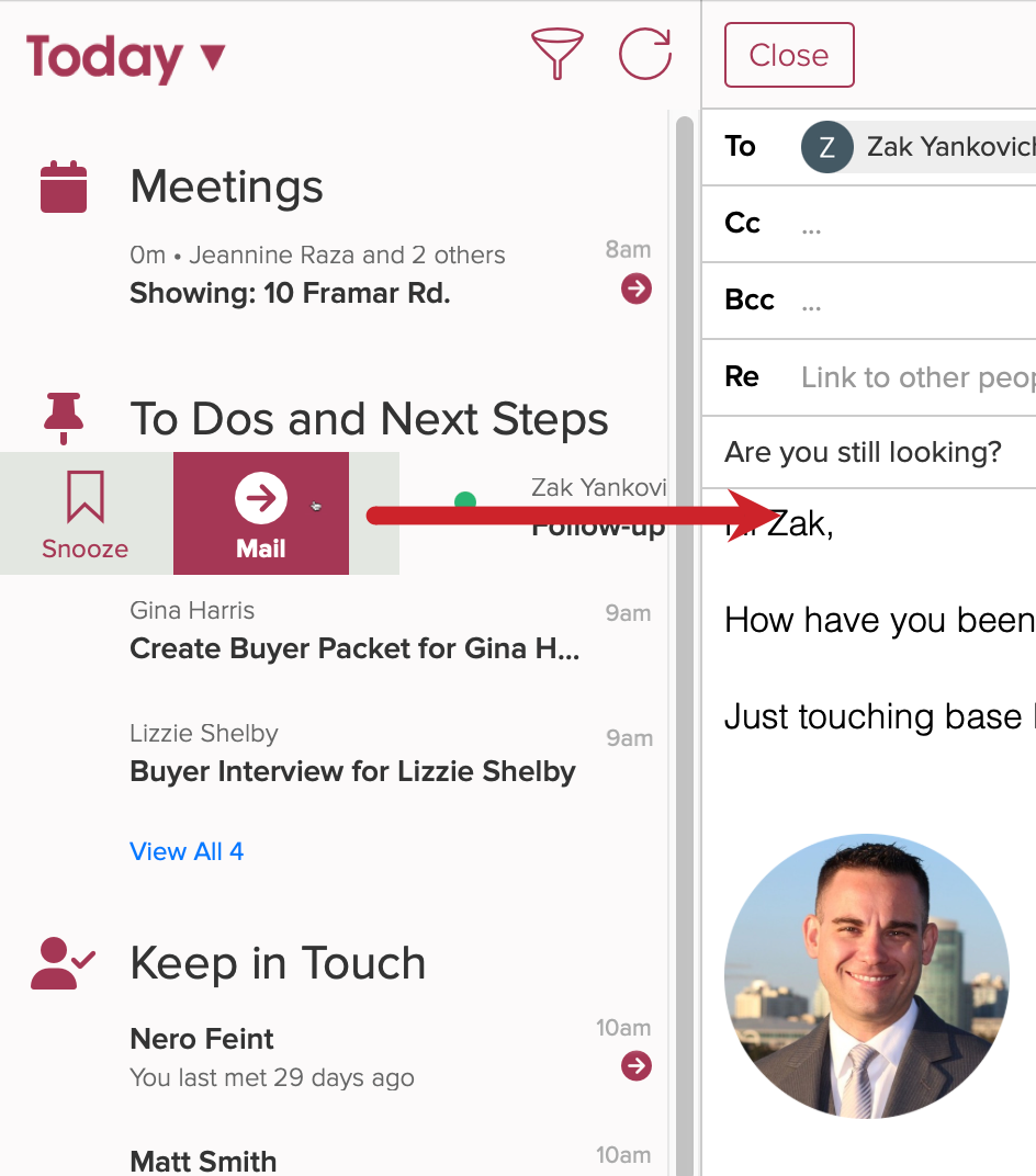How to Use a Template Attached to a Next Step - Cloze Help Center