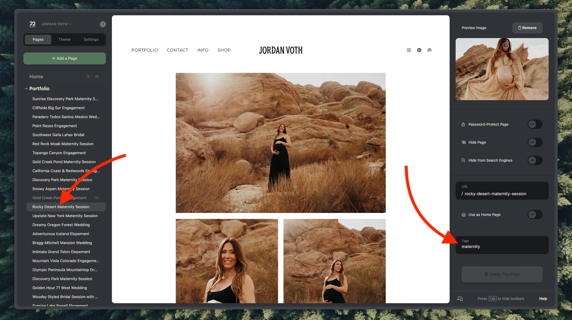 Filter subpages by tags - 22Slides Help