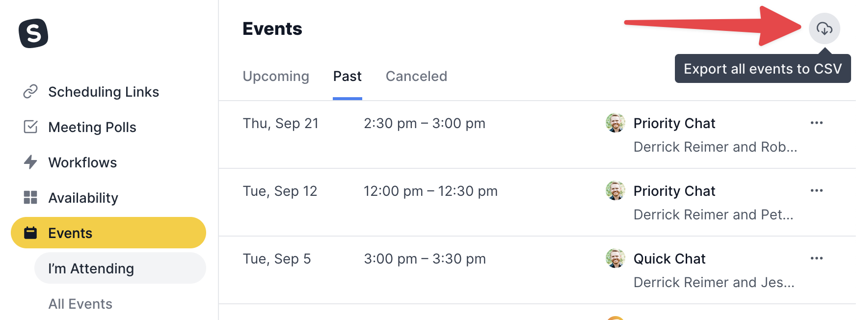 Exporting event data - Meetings Help