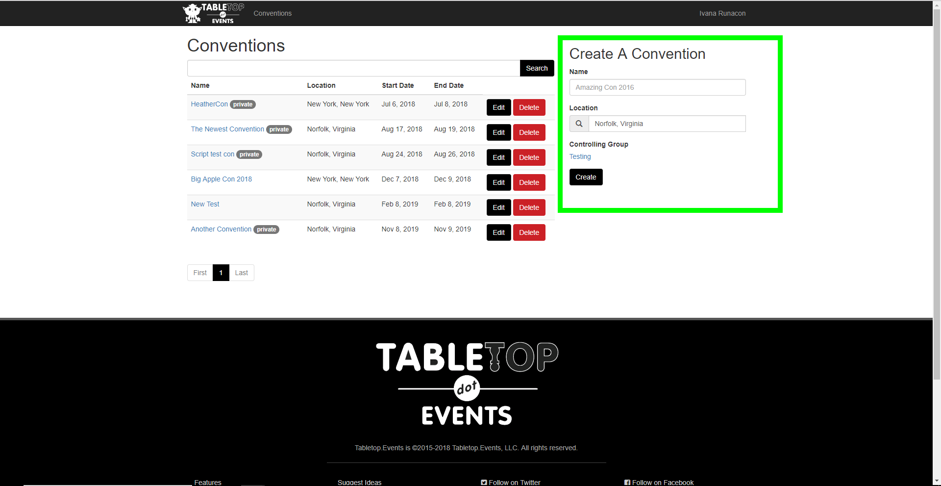 Creating a Convention - Tabletop Events
