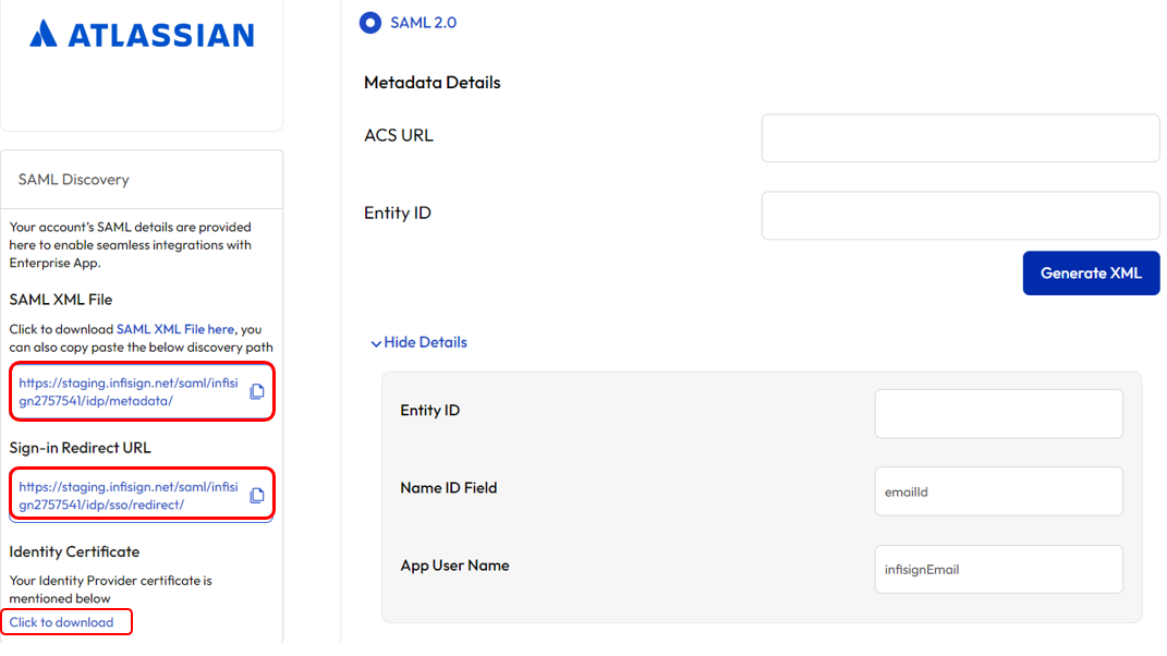 SAML 2.0 Configuration for Atlassian on Infisign - Infisign