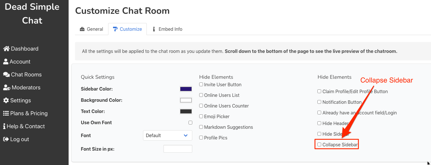 Collapse sidebar - Dead Simple Chat Knowledge Base