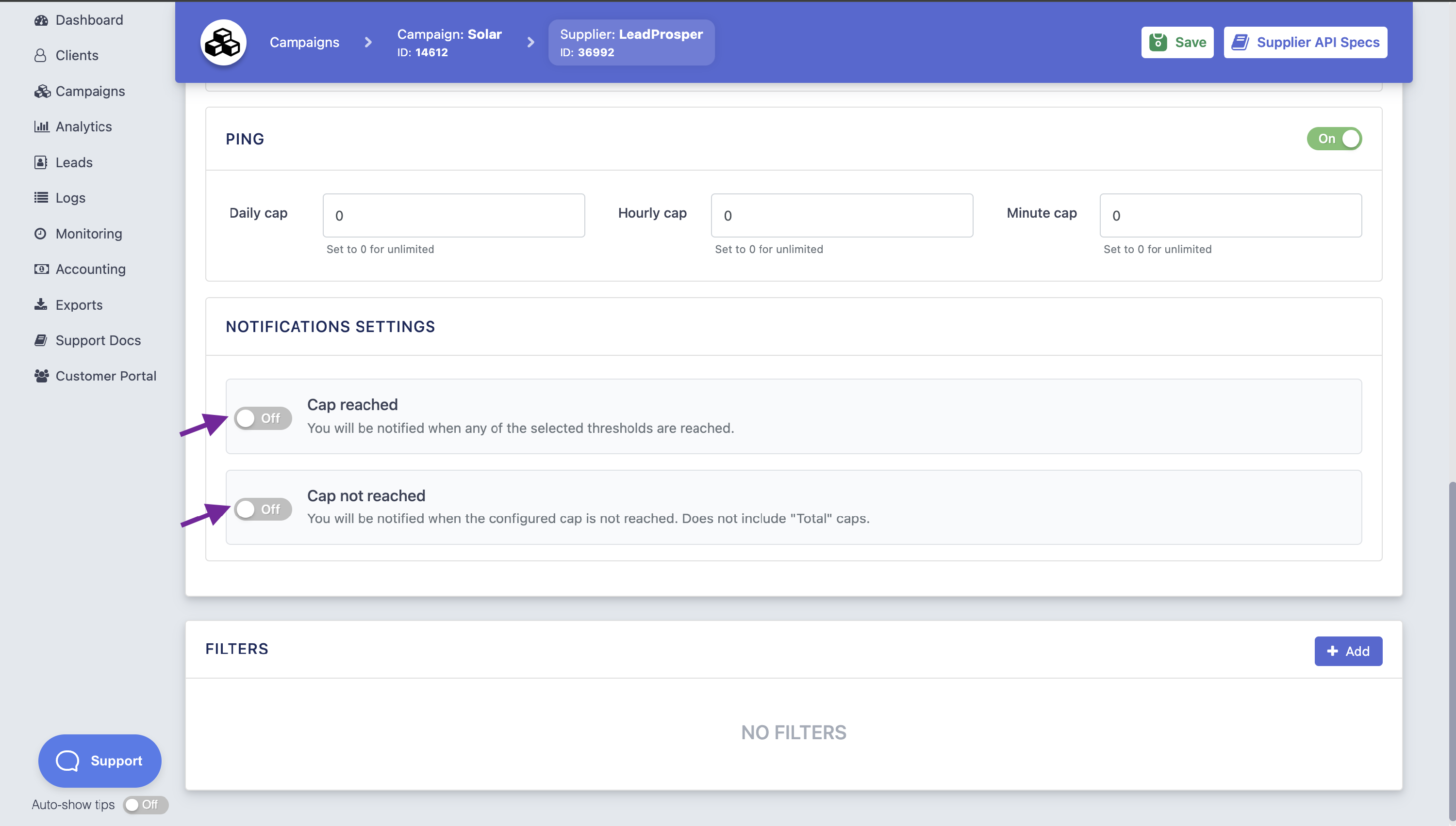 New Feature Highlight — Cap Notifications - Lead Prosper Knowledge Base