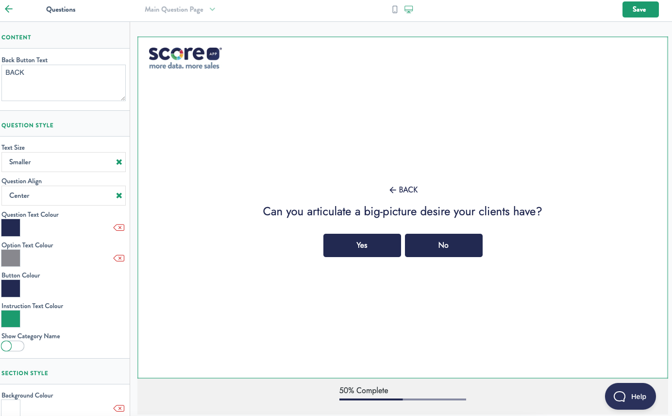 Customise Question Design - ScoreApp Help Centre