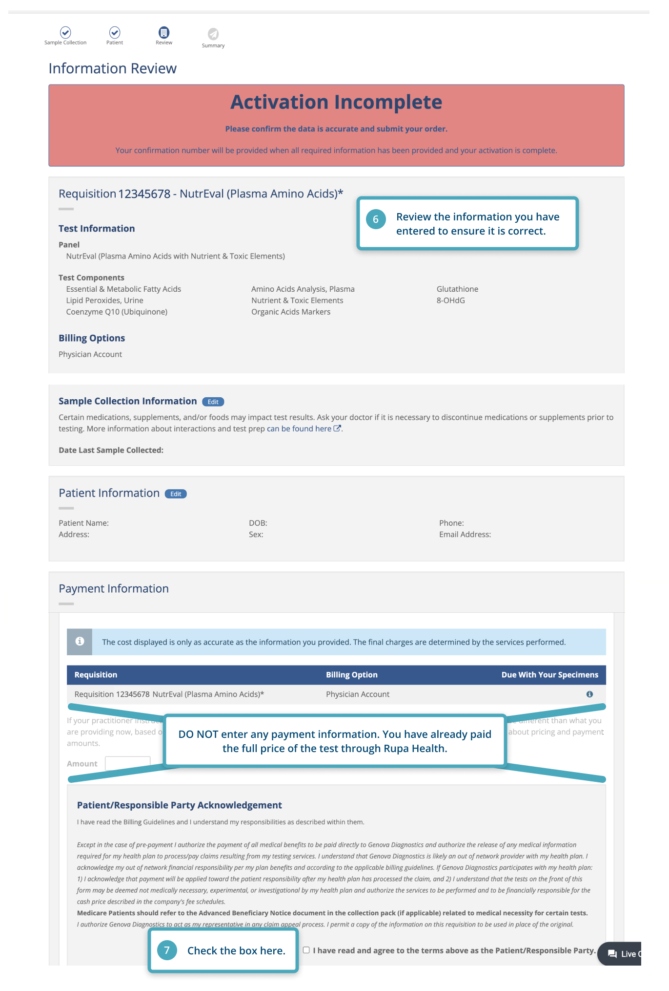 Genova Sample Requisition Activation Card Help Center