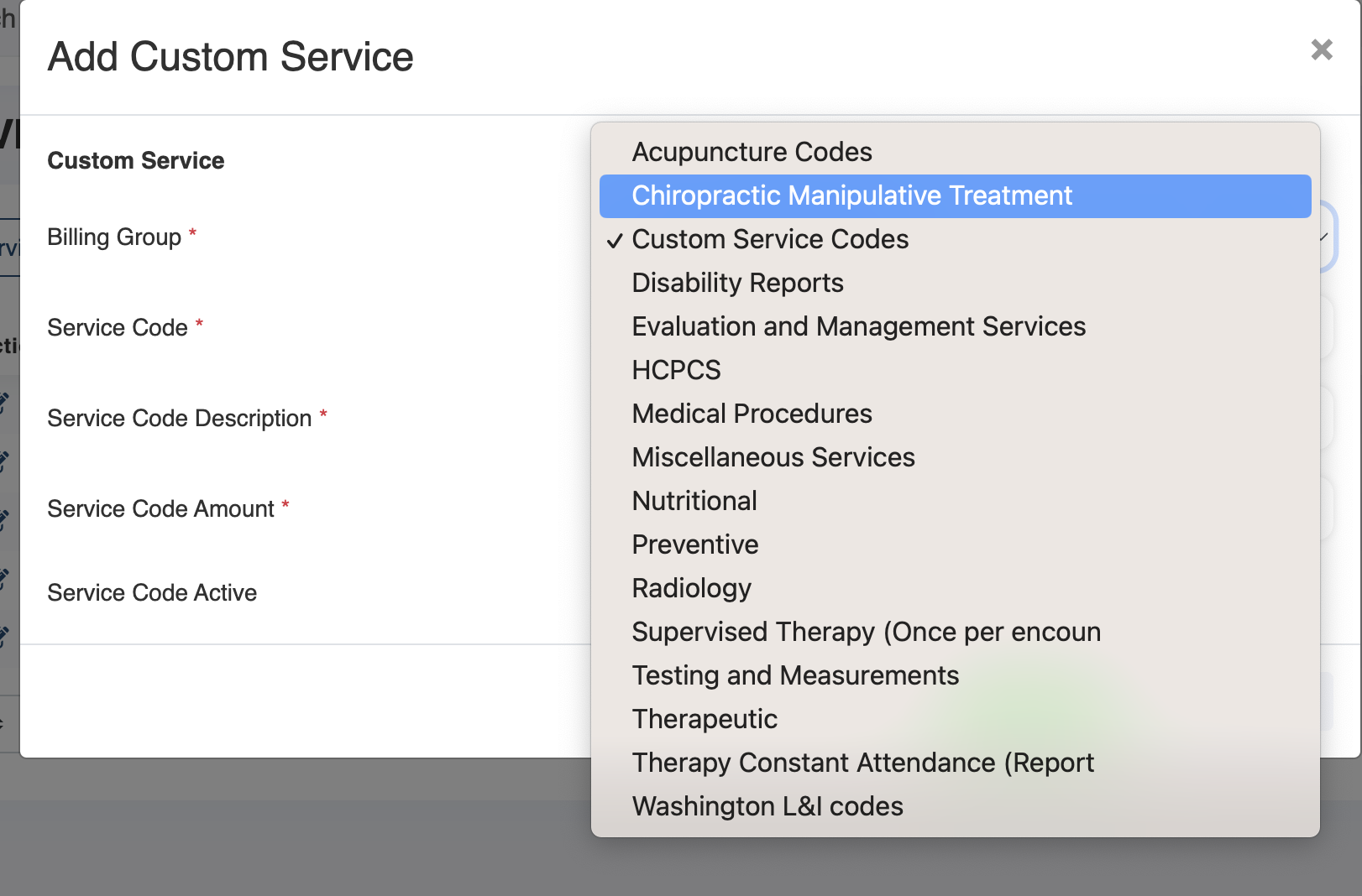 Create custom procedures codes - custom services - ChiroSpring 360 Help ...