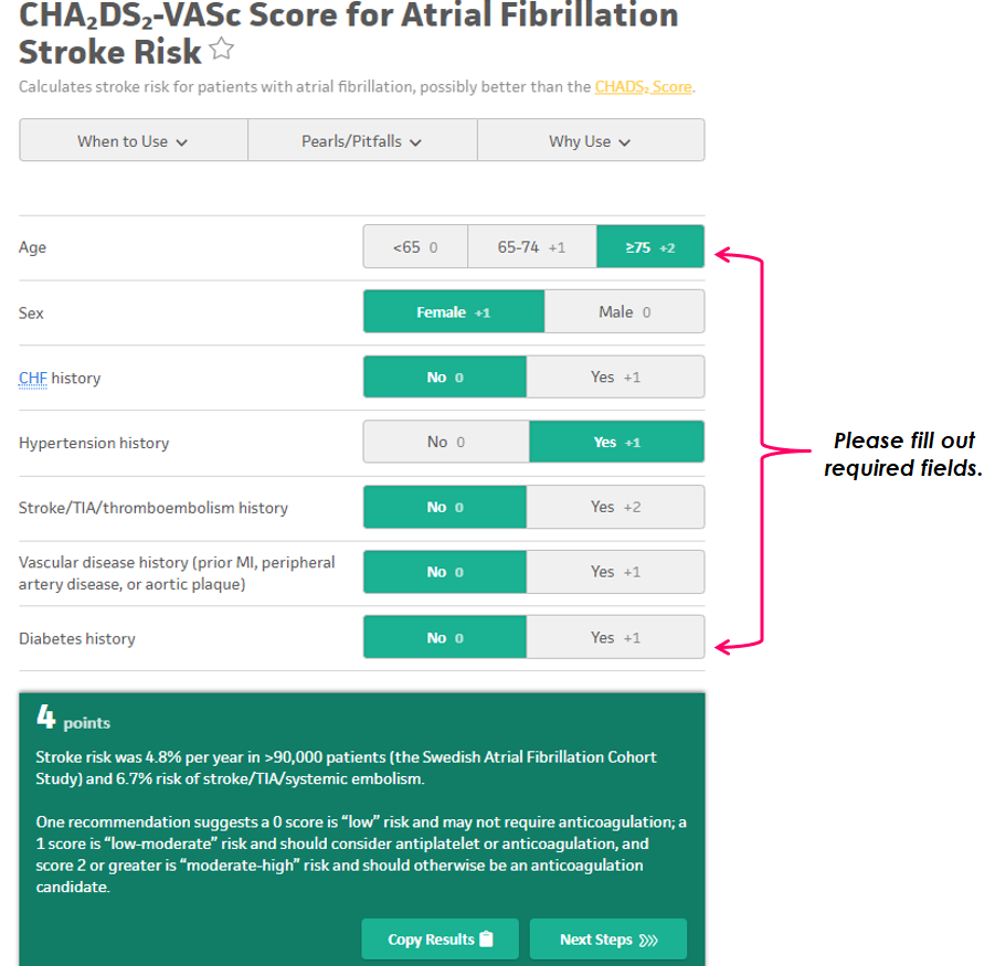 How To Track ChA2DS2-VASc Scores - RhythmScience Knowledge Base